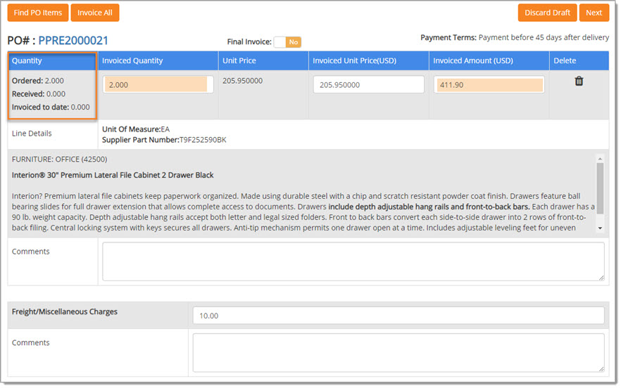 Invoice - Header Information