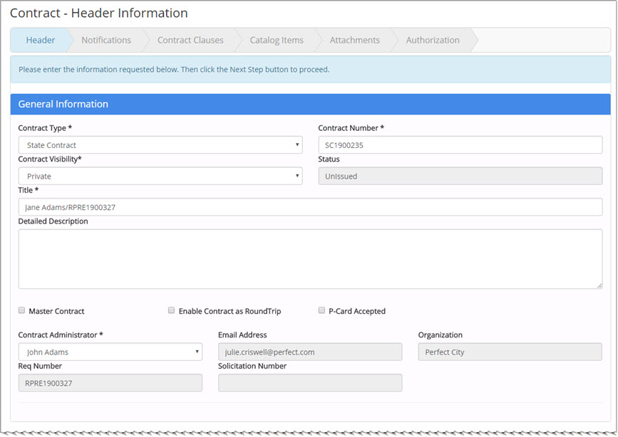 Create Contract from Request