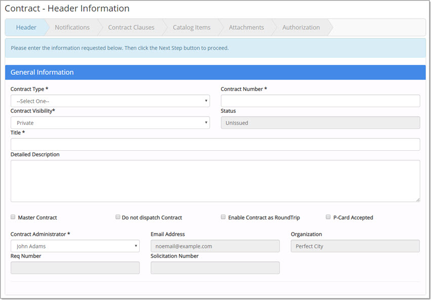 Contract Header - General Information