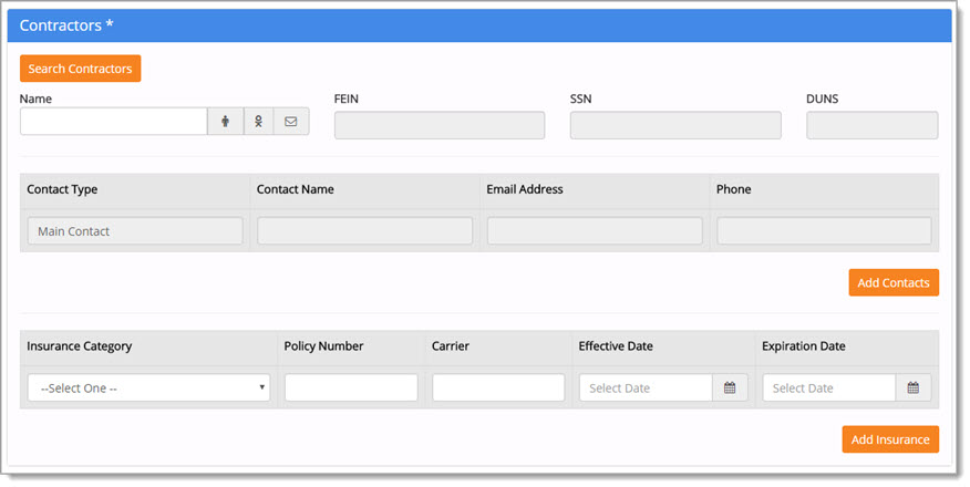 Contract Header - Contractor