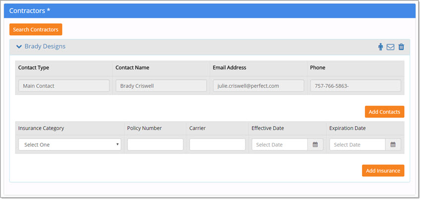 Contract Header - Contractor
