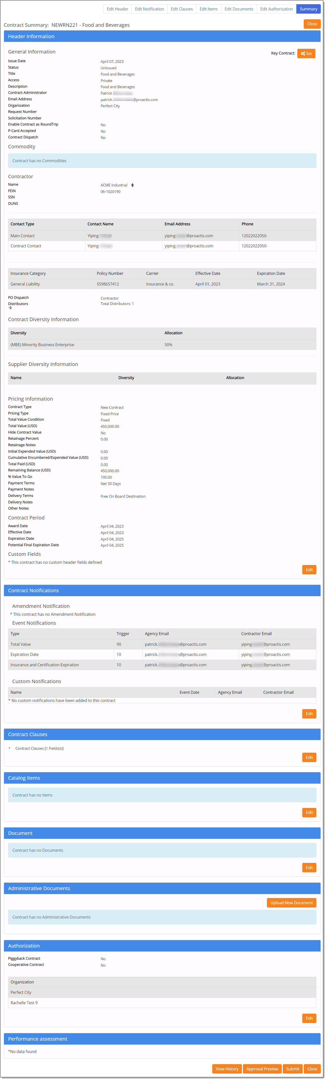 Contract Amendment - Summary
