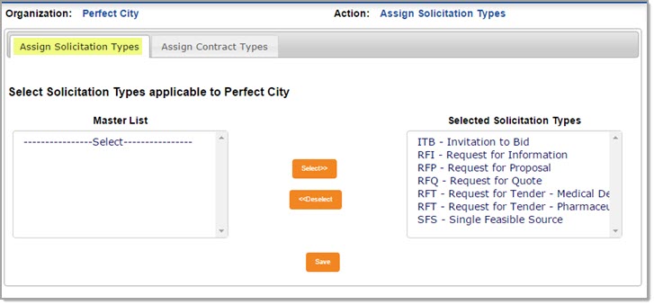 Assign Solicitation Types