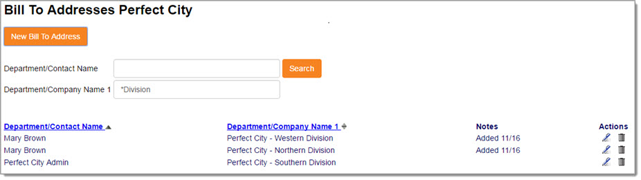 Edit Bill To Addresses