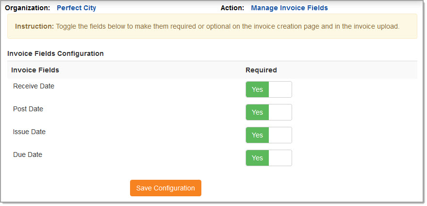 Manage Invoice Fields