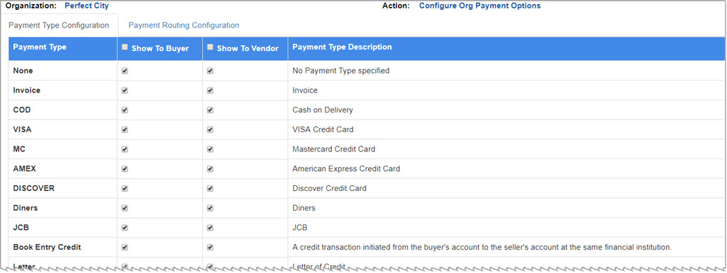Configure Org Payment Options