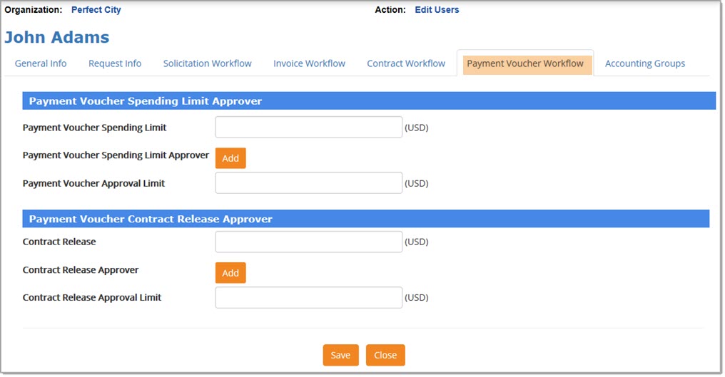 Payment Voucher Workflow - User