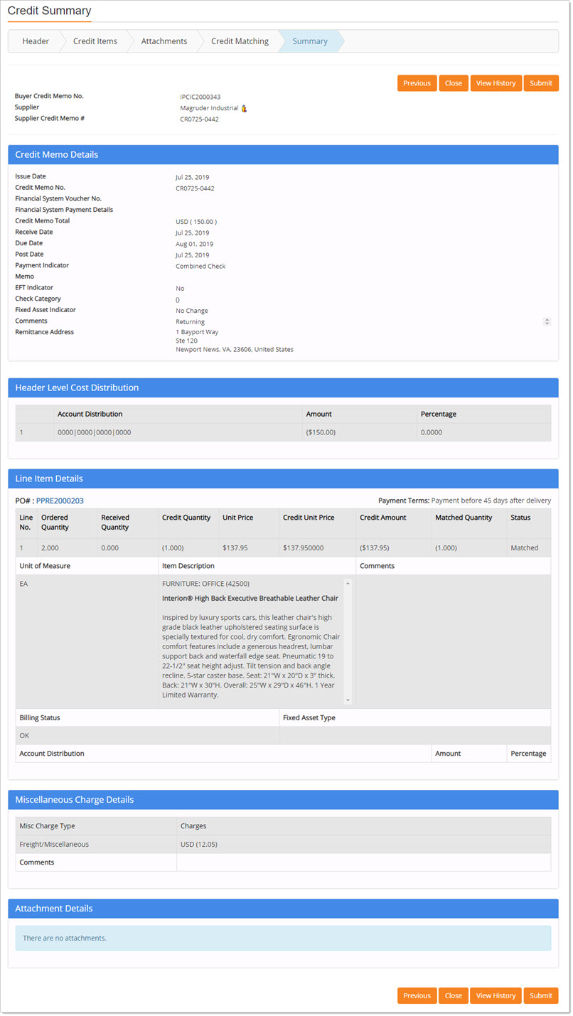 Credit Memo - Summary