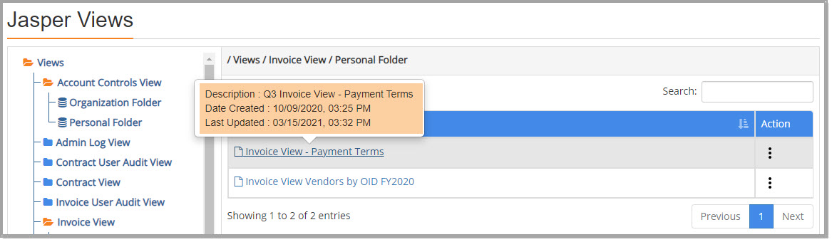 Personal Reporting User Interface