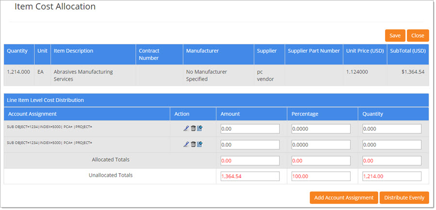 Assign Account Distribution