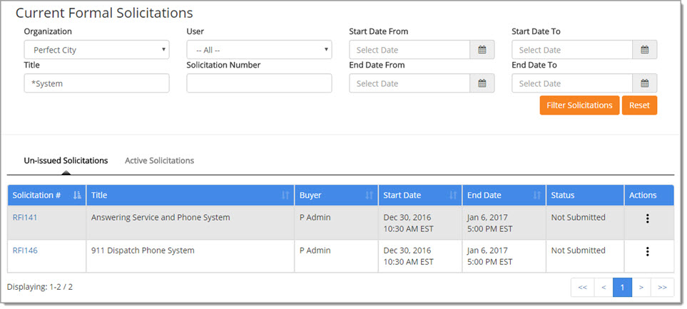 View Current Formal Solicitations